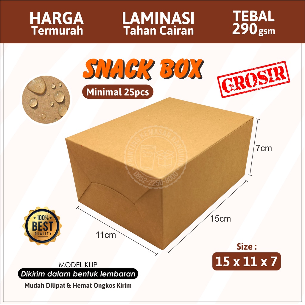 Jual Dus Snack Box 15x11x7 Kraft 290gsm Kotak Kue Fried Chicken box ...
