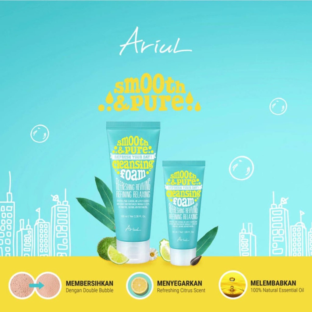 Jual ARIUL Smooth & Pure Cleansing Foam 100% Original BPOM | Shopee ...