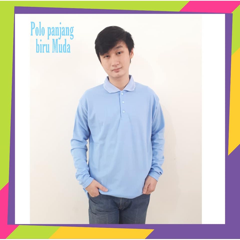 Jual Polo polos panjang warna Biru muda - Kaos kerah lengan panjang ... Jual Polo polos panjang warna Biru muda - Kaos kerah lengan panjang ...