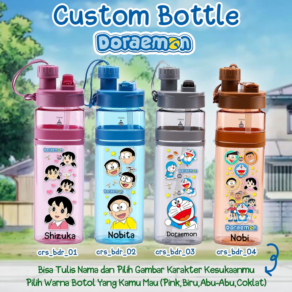 Jual Custom Botol Minum 2 in 1 Gambar Doraemon Bebas Pilih Karakter ...