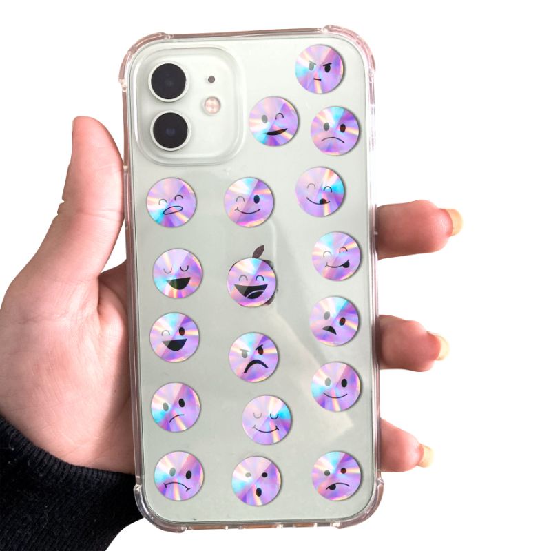 Jual Stiker Emoticon Smile Face Hologram Isi 18Pcs Sticker Aksesoris Hp ...
