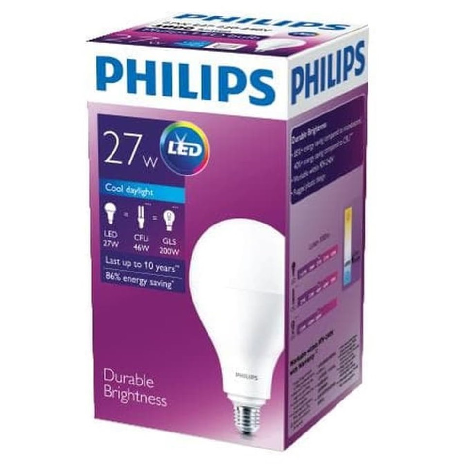PHILIPS LAMPU LED BULB 27W / 27 WATT JUMBO PUTIH (GARANSI 3 TAHUN ...