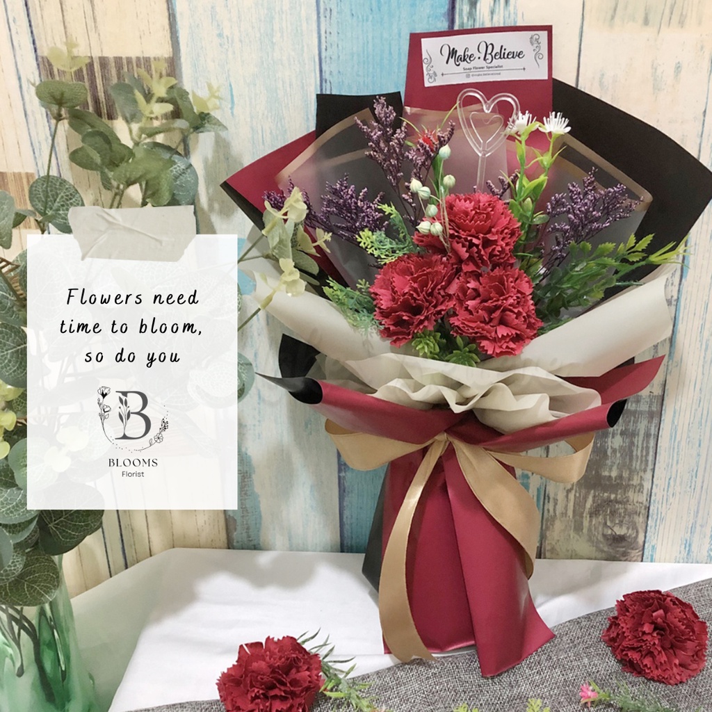 Jual BLOOMS FLORIST Buket Bunga Sabun 3 Kuntum Korean Carnation Bunga ...