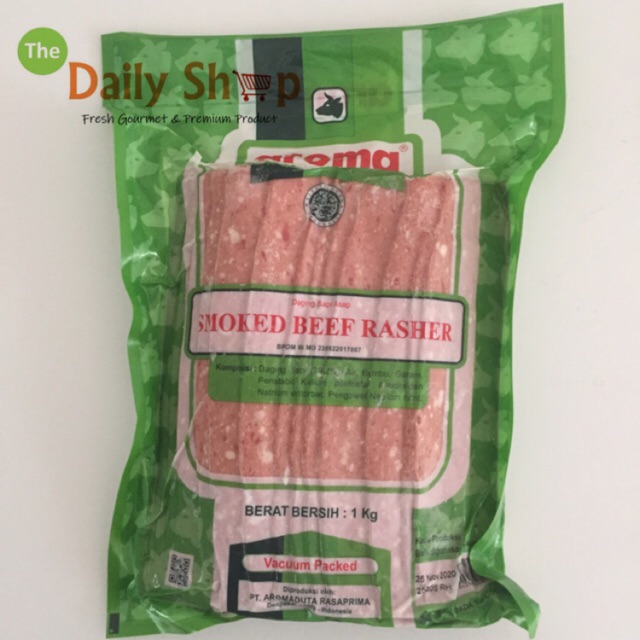 Jual AROMA Smoked BEEF Rasher (100% Halal) | Shopee Indonesia