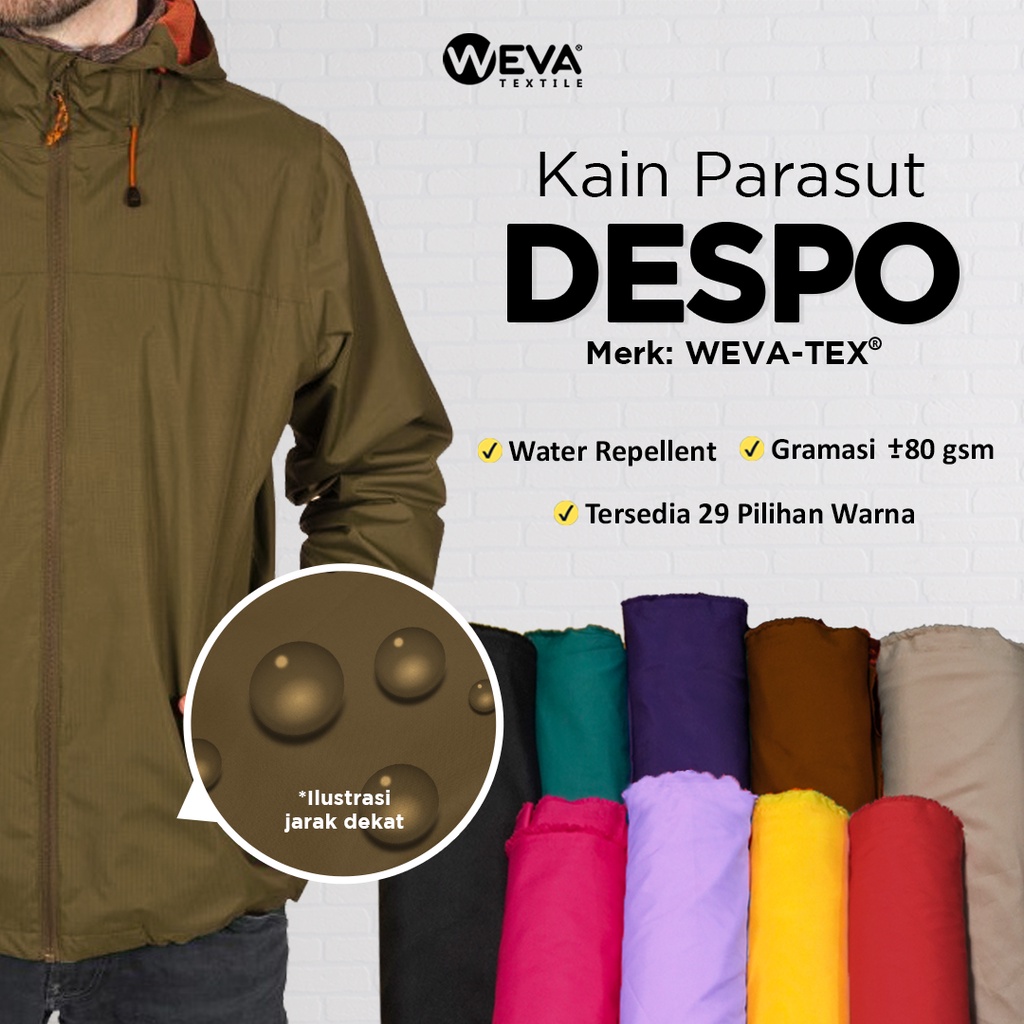 Jual Bahan Kain Parasut Despo Bahan kain Jaket Waterproof Murah | Weva ...