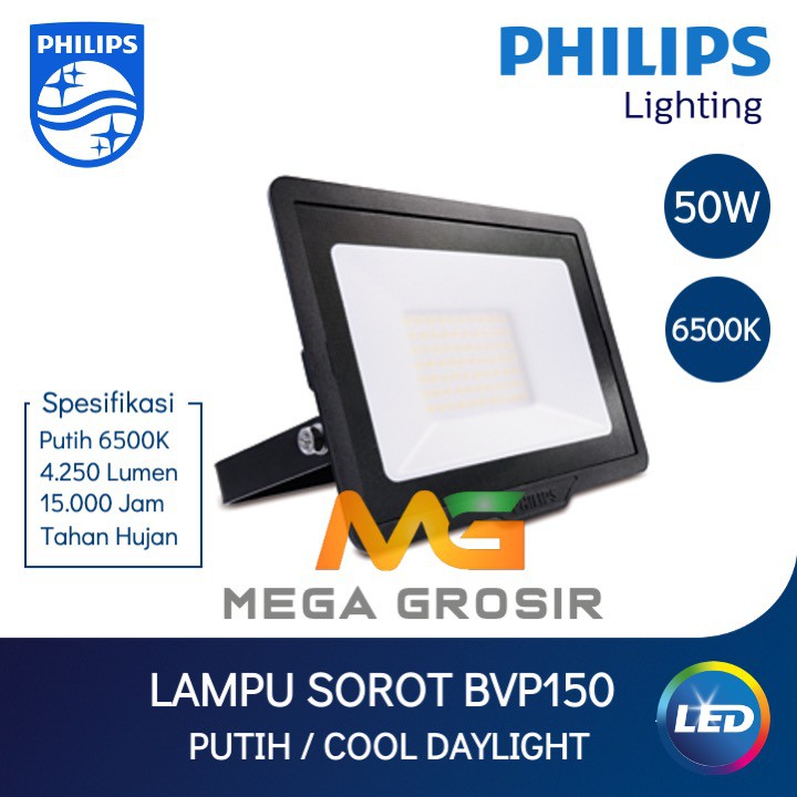 Jual Lampu Sorot LED Philips 50 Watt Putih - Lampu Tembak BVP150 50W W 6500K BVP 150 50Watt ...
