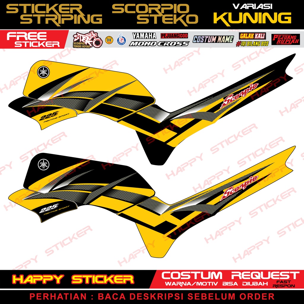 Jual Stiker Striping Scorpio Steko Variasi Kuning | Shopee Indonesia