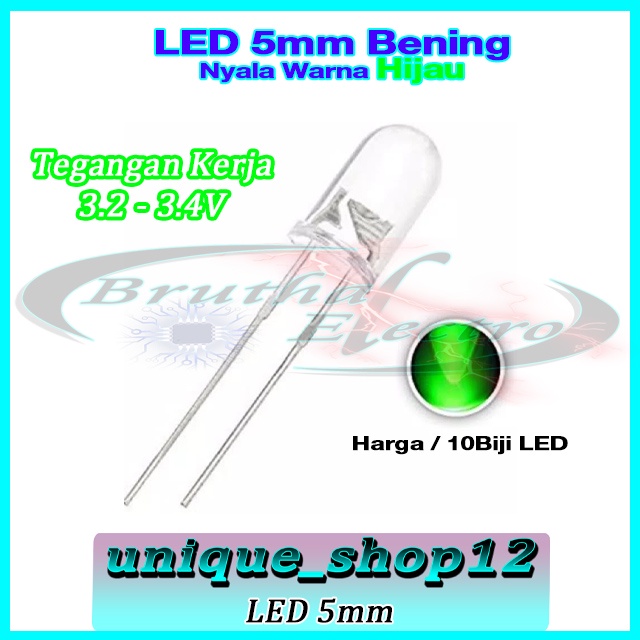 Jual Led 5mm Bening Warna HIJAU 10 Pcs | Shopee Indonesia