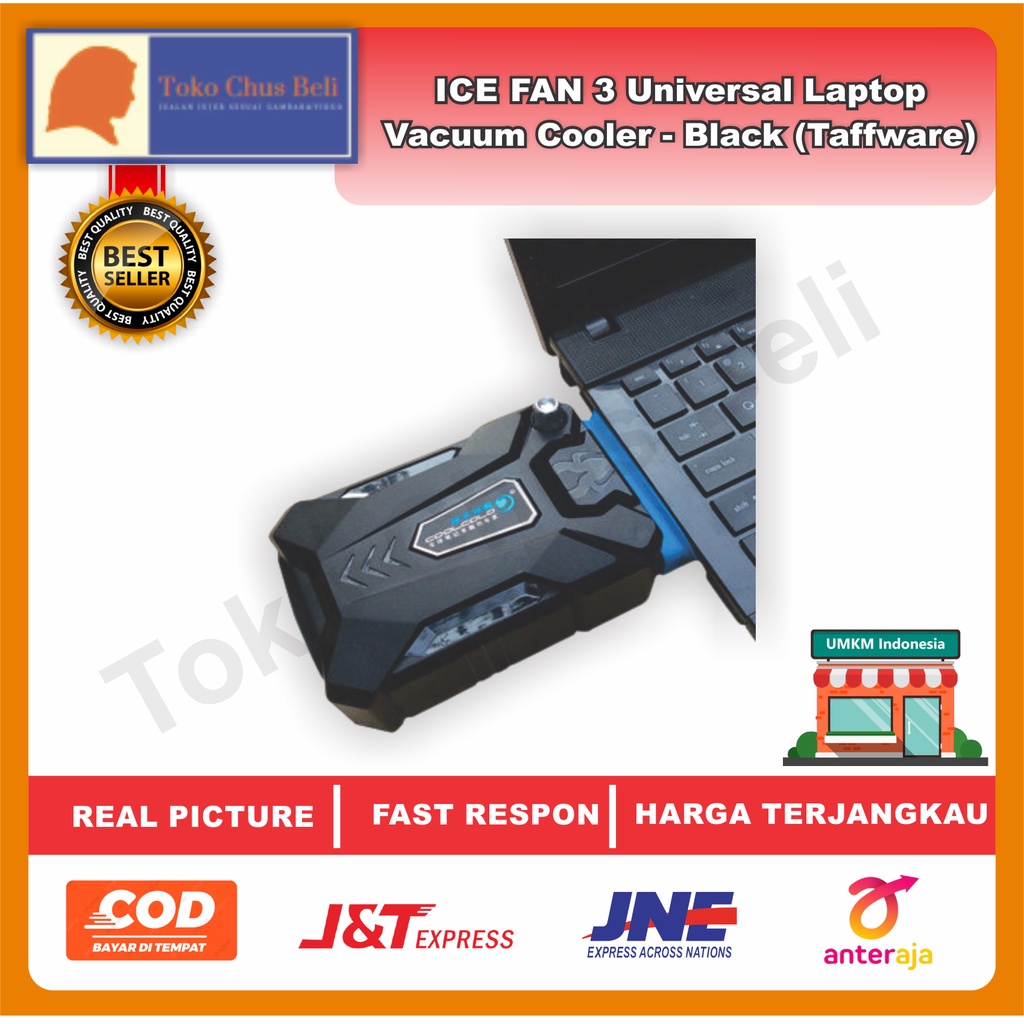 Jual ICE FAN 3 Universal Laptop Vacuum Cooler - Black (Taffware ...