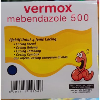 vermox mebendazole tablet kunyah rasa buah - obat cacing | Shopee Indonesia