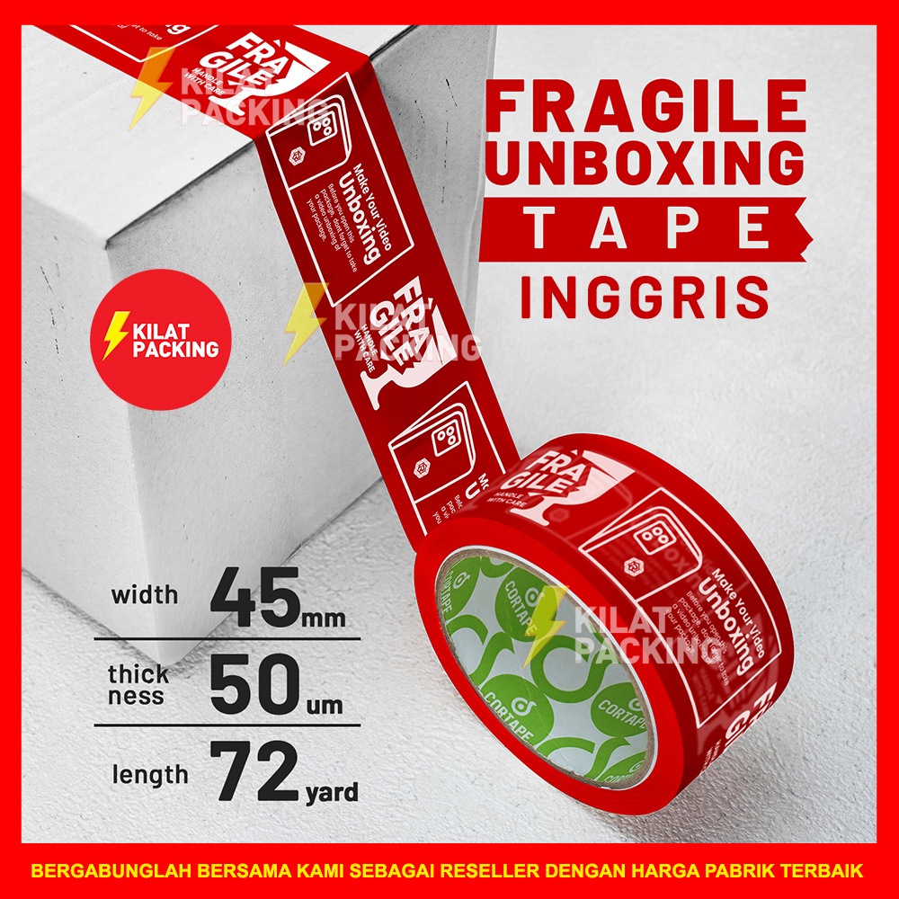 Jual LAKBAN FRAGILE WITH VIDEO UNBOXING BHS INGGRIS / LAKBAN MUDAH PECAH BELAH MURAH SATUAN ...