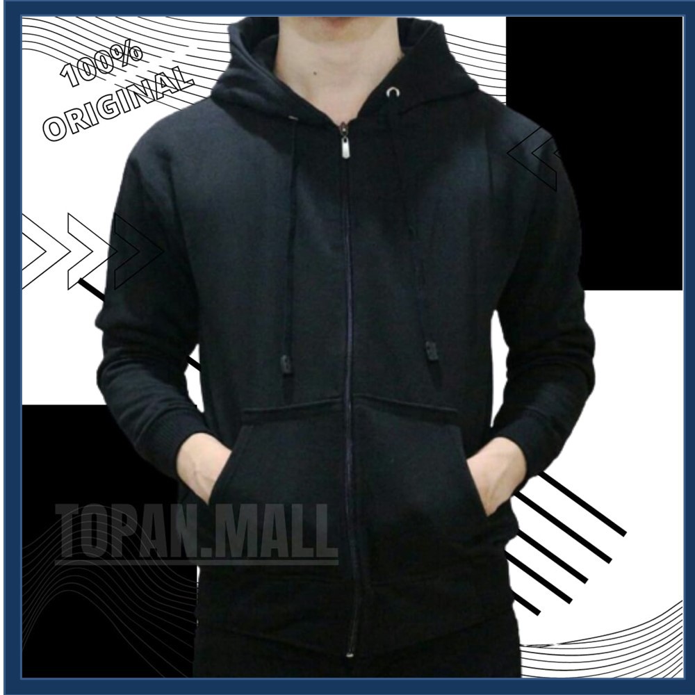 Jual jaket sweater hoodie polosan M L XL XXL hitam pria wanita premium ...