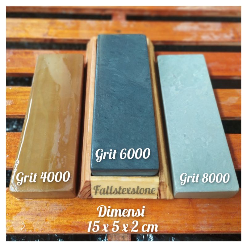 Jual Batu asah asli alam 15x5x2cm set isi 3 pcs #8000 #6000 #4000 free ...