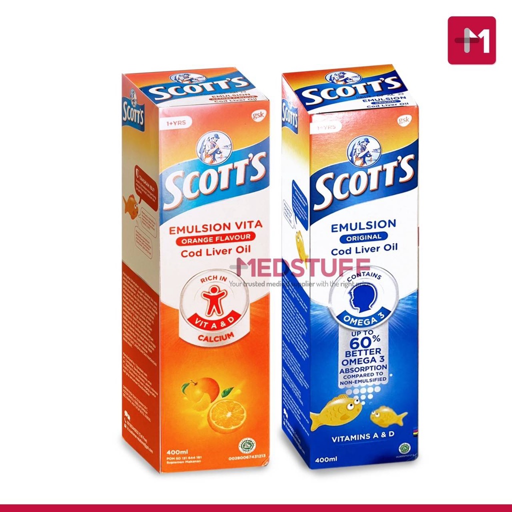 Jual Scotts Emulsion Minyak Ikan Cod Omega 3 Vitamin A Vitamin D 400ml ...
