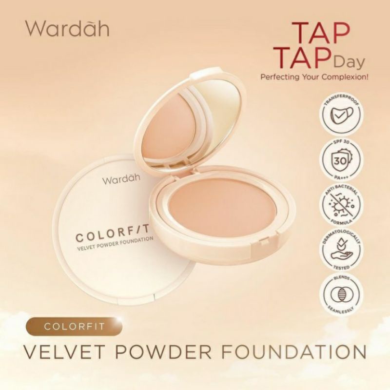 Jual Wardah Colorfit Velvet Powder Foundation 11 gr Bedak | Shopee ...