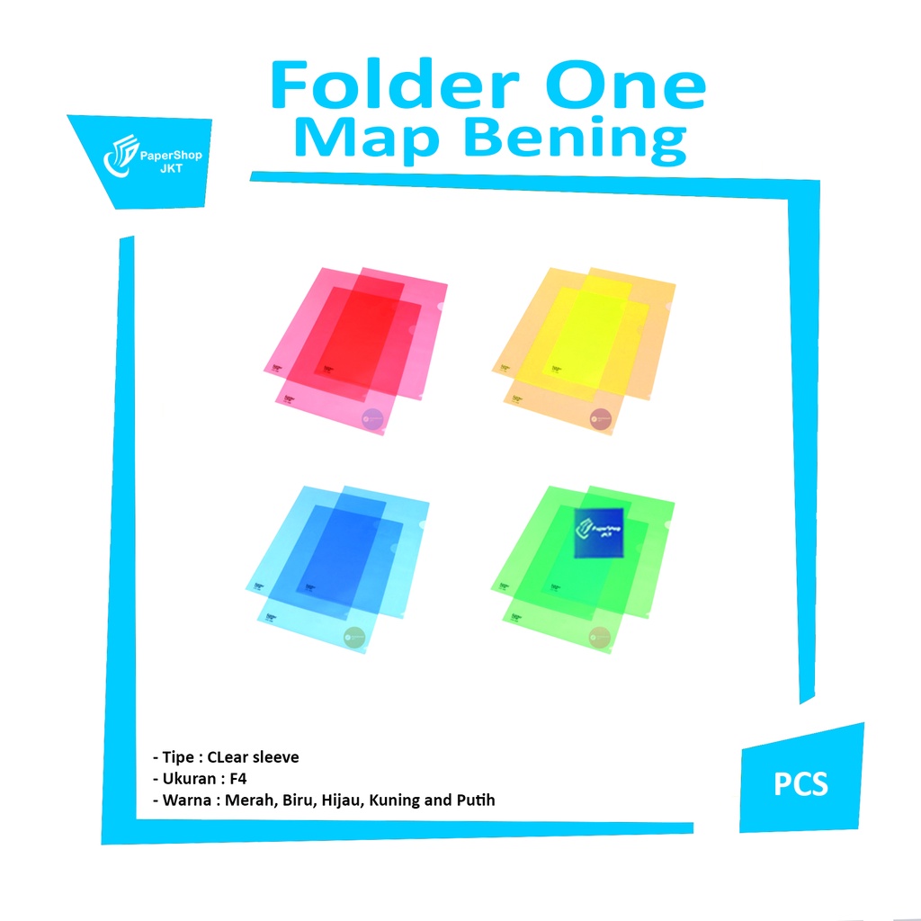 Jual Folder One - Map L - Map Bening Folio F4 Warna - Lusin Indonesia ...
