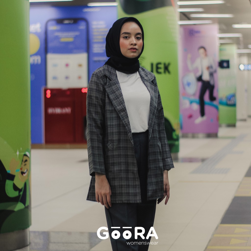 Jual GOORA - Blazer Set Dark Grey | Shopee Indonesia