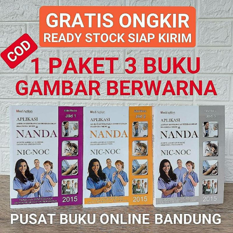 Jual PAKET 3 BUKU APLIKASI NANDA NIC NOC 2015 GAMBAR BERWARNA SDKI SIKI SLKI NIC NOC DIAGNOSIS ...