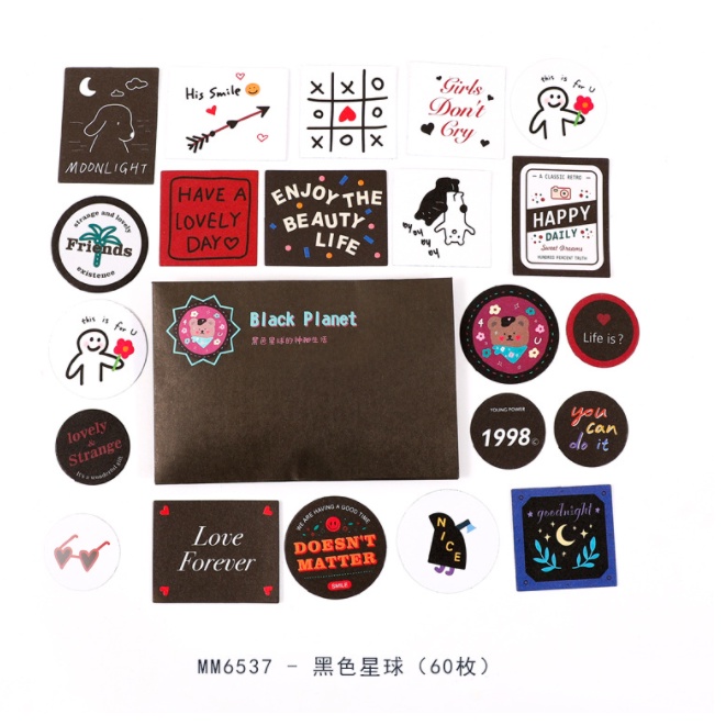 Jual [60 pcs] Cute Doodle Stickers | Stiker Black Daily Aesthetic Hitam ...