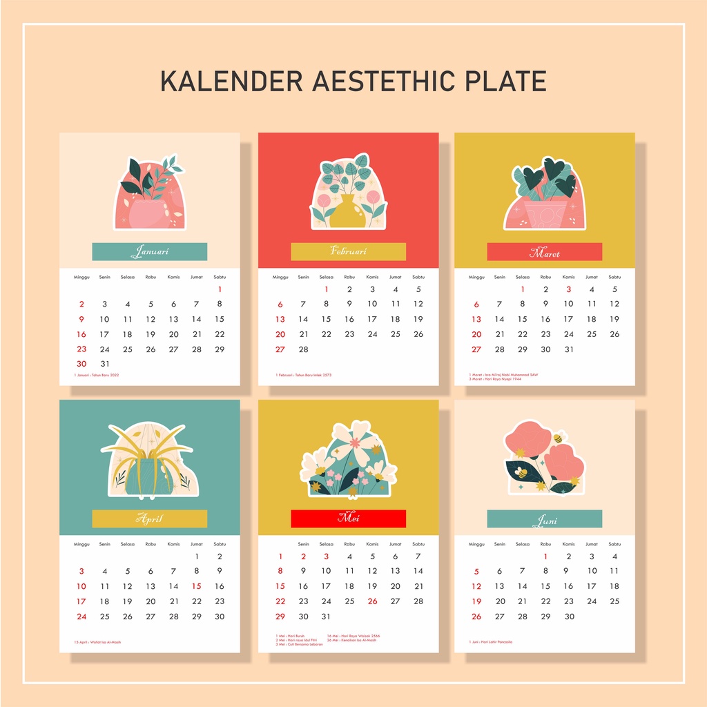 Jual KALENDER DINDING AESTHETIC | WALL CALENDAR Indonesia|Shopee Indonesia