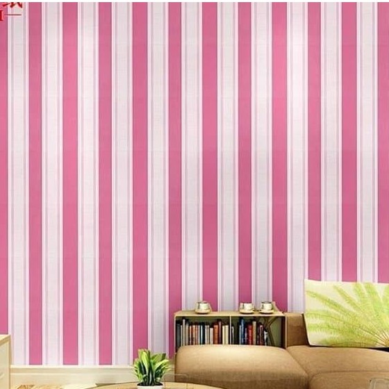 Jual Wallpaper garis pink 45cm X 10meter | Shopee Indonesia