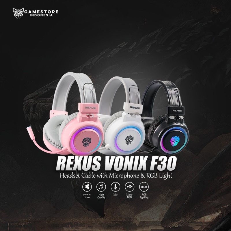 Jual Rexus Vonix F30 Headset Gaming Rexus F30 Dual Jack 3.5MM Original ...