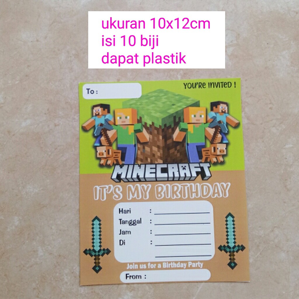 Jual undangan ulang tahun karakter minecraft mine craft MINECRAFT isi ...