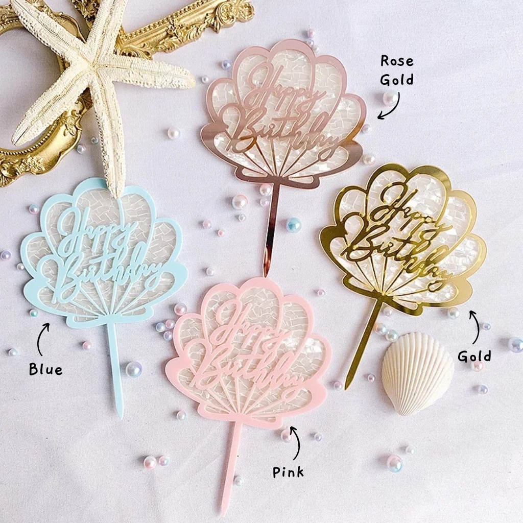 Jual Topper Kue Happy Birthday Mermaid / Kerang / Cake Topper Papper / Hiasan Kue Ulang Tahun ...