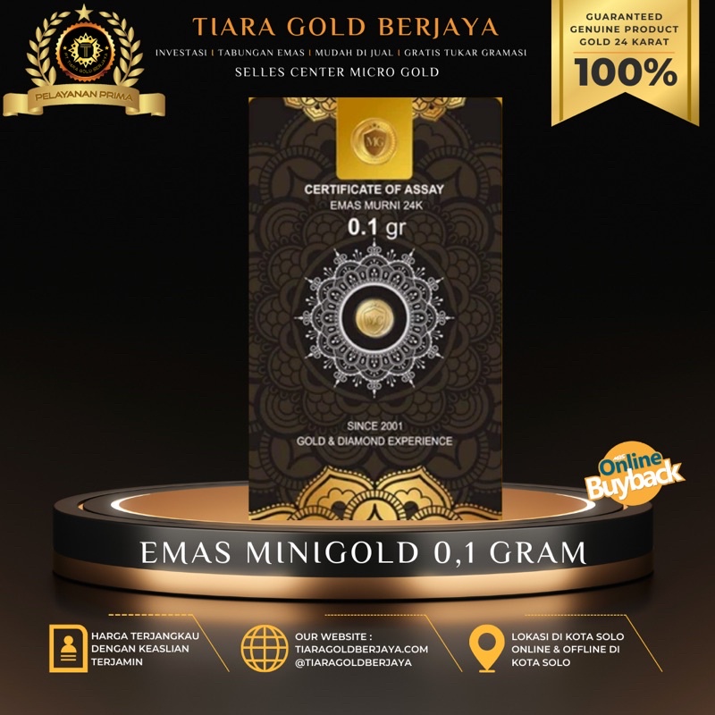 Jual EMAS MINIGOLD 0.1 GRAM LOGAM MULIA 24KARAT DIJAMIN ORIGINAL 100% ...