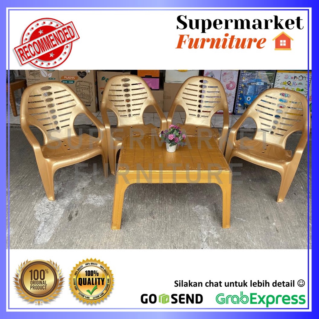 Jual KURSI PLASTIK NAPOLLY SET BIG 909 4KURSI + MEJA 7550A BIRU ...