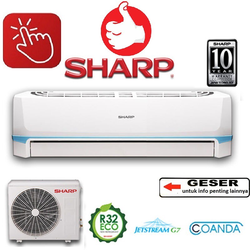 Jual SHARP AC 2 PK AH-A18SAY- Jetstream Series R32 - IN-OUTDOOR ONLY | Shopee Indonesia