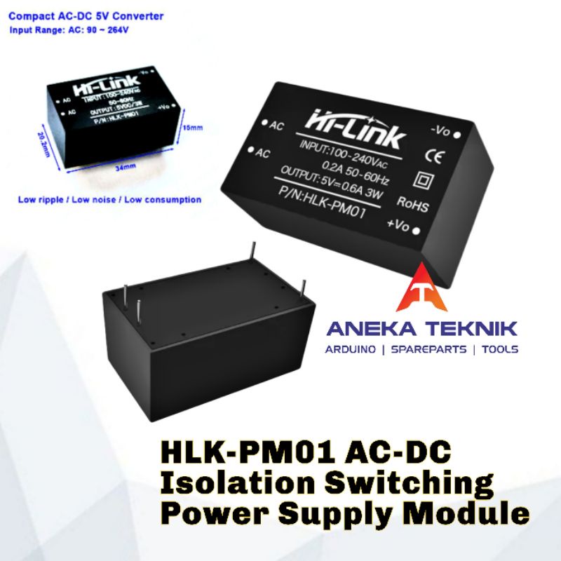 Jual HLK-PM01 AC-DC Isolation Switching Power Supply Module 5V DC/0,6A ...