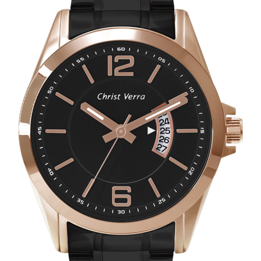 Jual Christ Verra Men's Watches CV 71105G-18 BLK | Shopee Indonesia