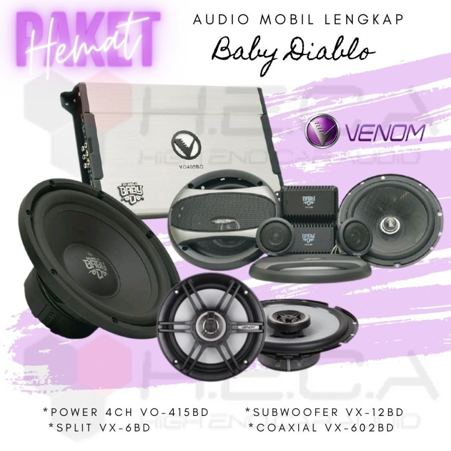 Jual Paket Hemat VENOM Baby Diablo Audio Mobil Full Set Best Sound System Power , Subwoofer ...