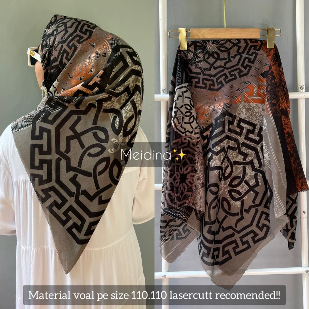 Jual hijab voal motif denay kualitas premium / segi emapat voal sublim ...