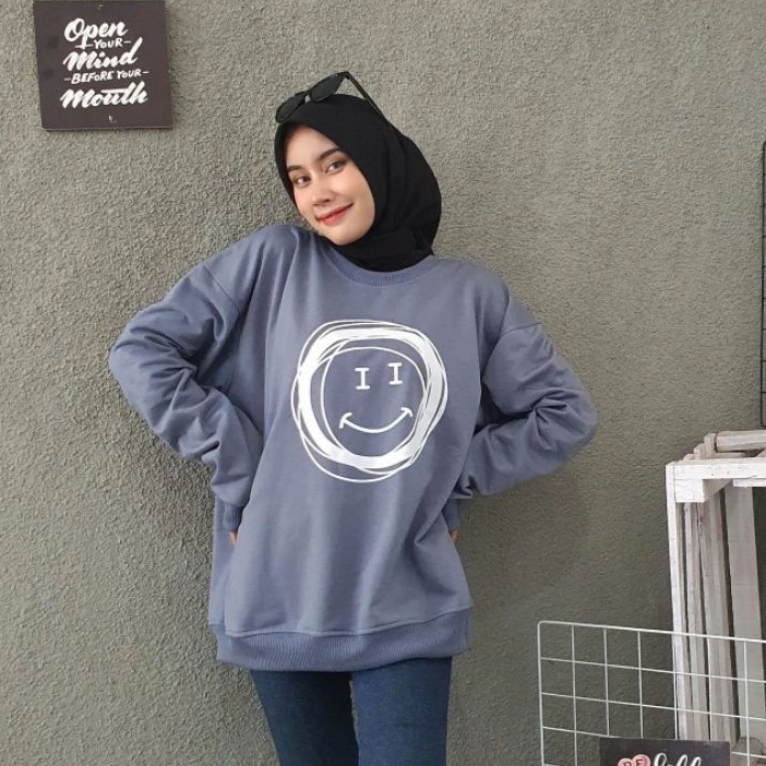 Jual SMILE XXL Oversize LD 130 - Sweater Oversize Wanita Pria Crewneck ... Jual SMILE XXL Oversize LD 130 - Sweater Oversize Wanita Pria Crewneck ...