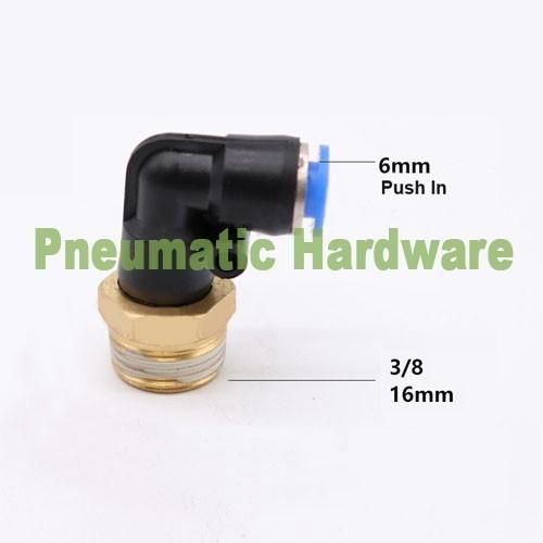 Jual 6 mm Fitting Elbow Pneumatic Connector L Drat 3/8 " Selang 6mm KB85 | Shopee Indonesia