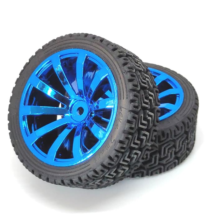 Jual Roda Robot Smart Car 67mm Blue RC Whell Velg Ban Karet Radial ...