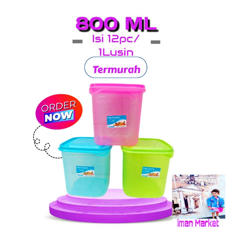 Jual 12pc Toples 800ml Kotak Plastik / 1Lusin Toples Kue Kering 800ml ...