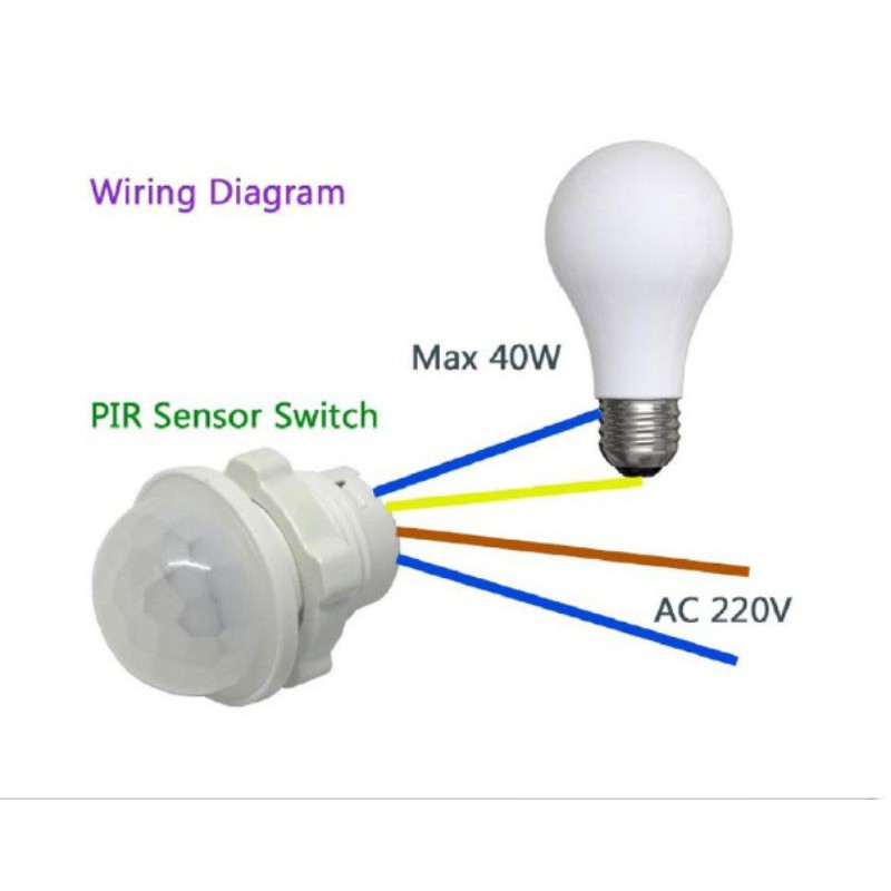 Jual SENSOR GERAK PIR LAMPU AC 220V MAKS 40WATT SANGAT SENSITIF ...