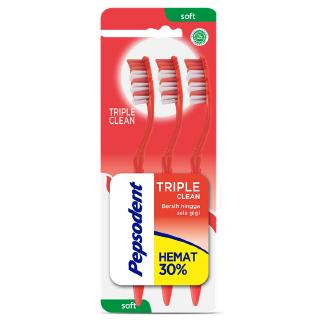 Jual Pepsodent Triple Clean Sikat Gigi Soft 3x3pcs | Shopee Indonesia
