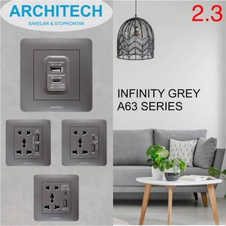 Jual Architech Infinity Grey A63 /Stop Kontak/ Sakelar Saklar Rumah Architech Infinity Gabungan ...