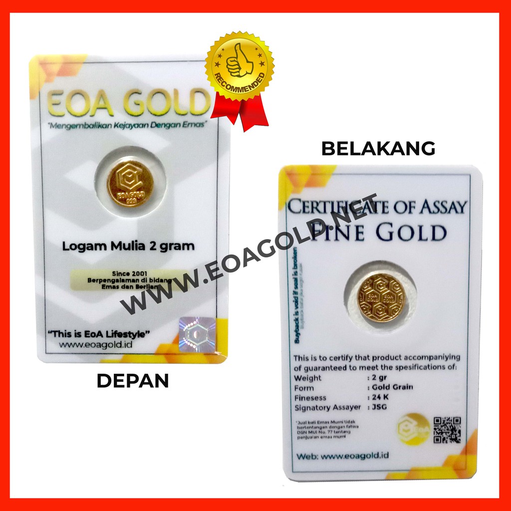 Jual Emas Mini Gold EOA GOLD 2gr Logam Mulia 24 Karat Indonesia|Shopee ...