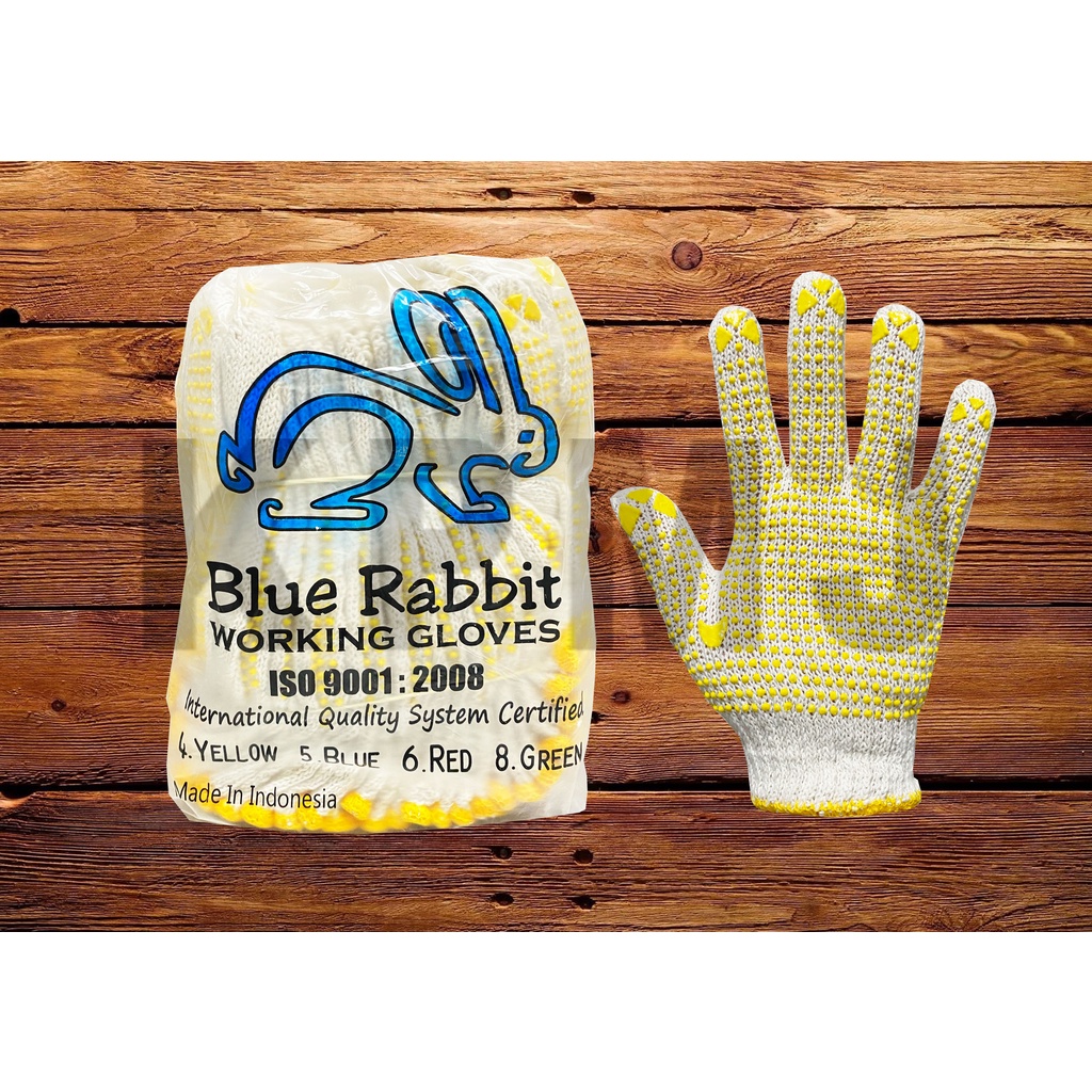 Jual SAFETY GLOVES DOTTING BLUE RABBIT KUNING - SARUNG TANGAN BINTIK ...