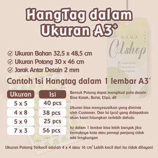 Jual Hang tag Custom Ukuran A3+ / Hang tag baju / Hang tag souvenir ...