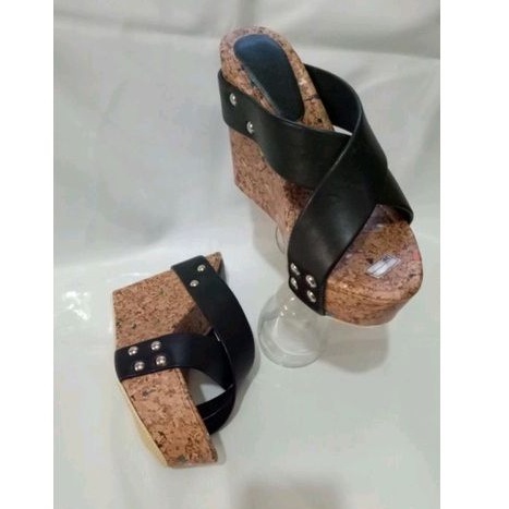 Jual sendal wedges wanita silang paku payung 12 cm terbaru sol karet ...