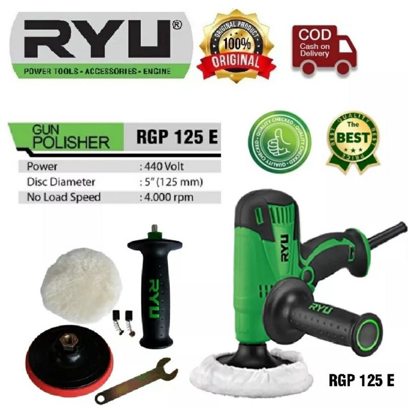 Jual RYU RGP 125E Gun Polisher 5" Mesin Poles Body Mobil Motor 5 inch Dual Action Variable Speed ...