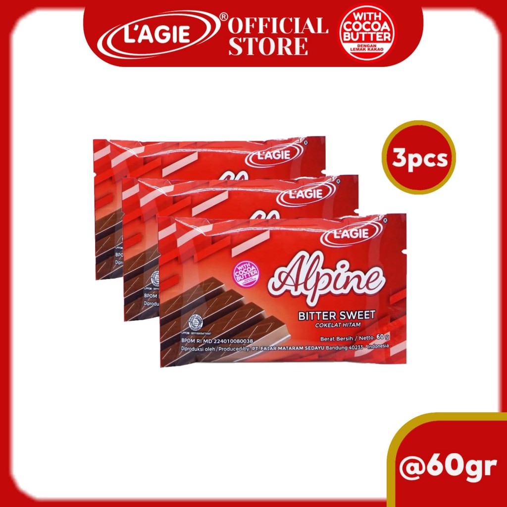Lagie Coklat Pahit Manis Alpine Bitter Sweet 3pcs @60gr | Shopee Indonesia