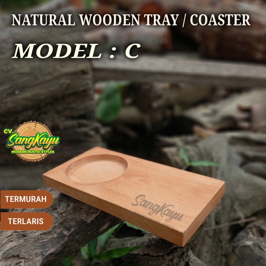Jual Wooden Coasters tray 10 x 20 cm tatakan cangkir gelas kopi nampan ...