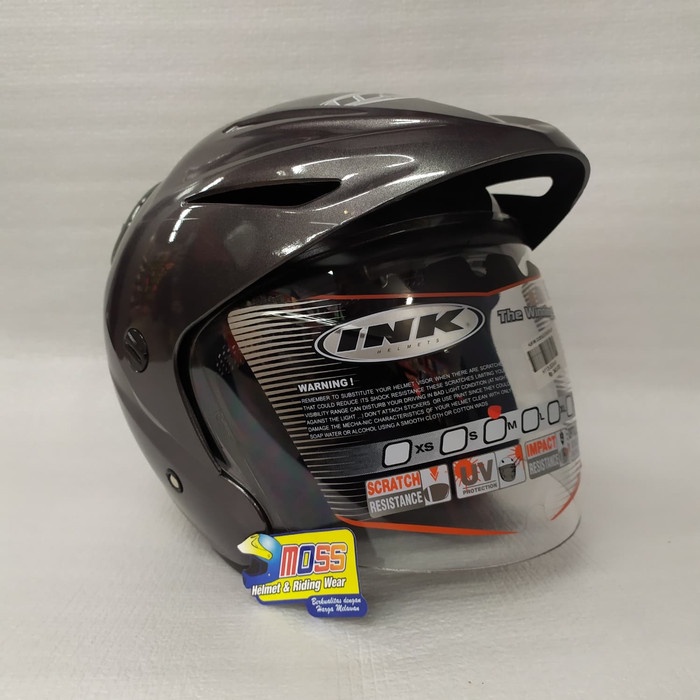 Jual Helm INK CX 22 CX22 Solid Polos Abu Abu Tua GM | Halfface ...